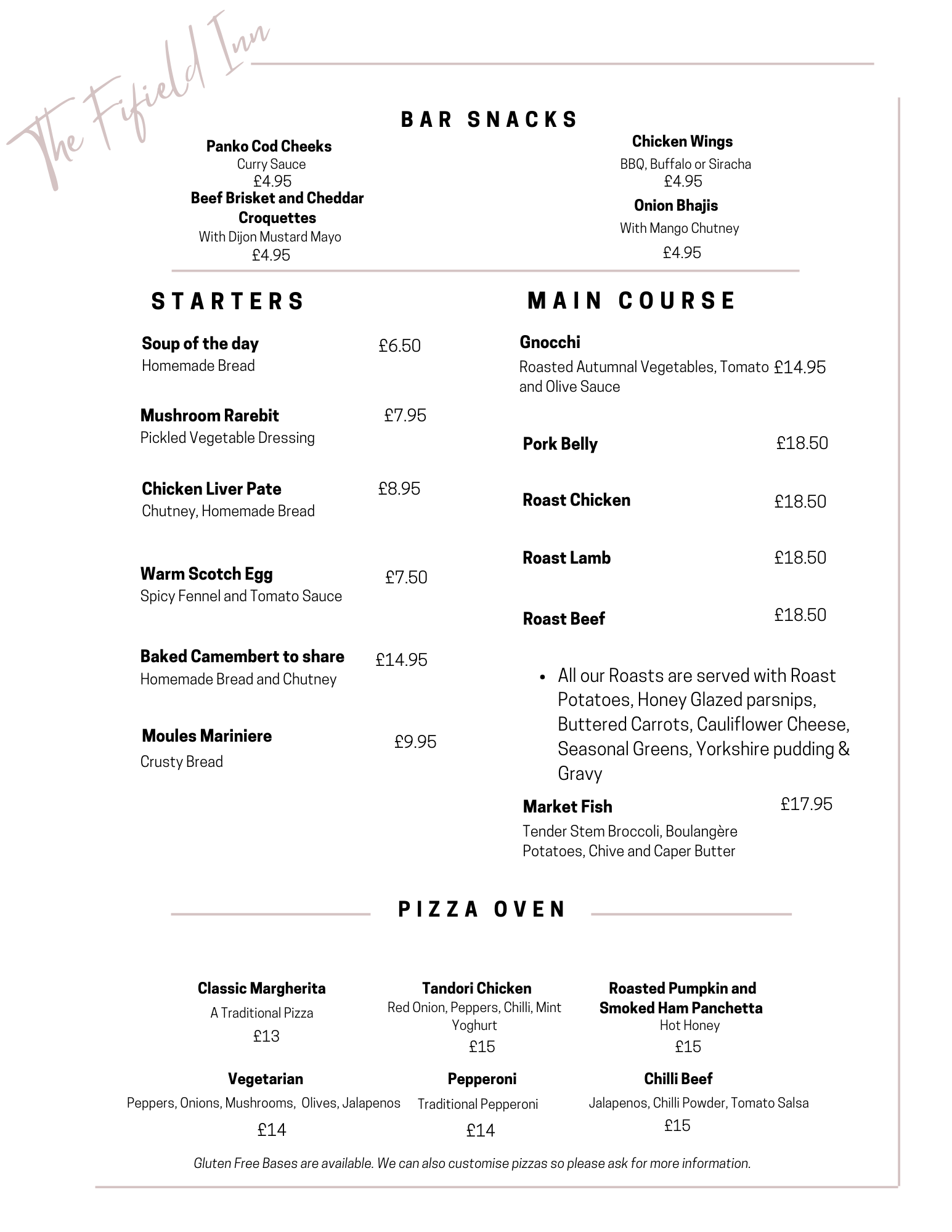 Sunday (3) – The Fifield Inn